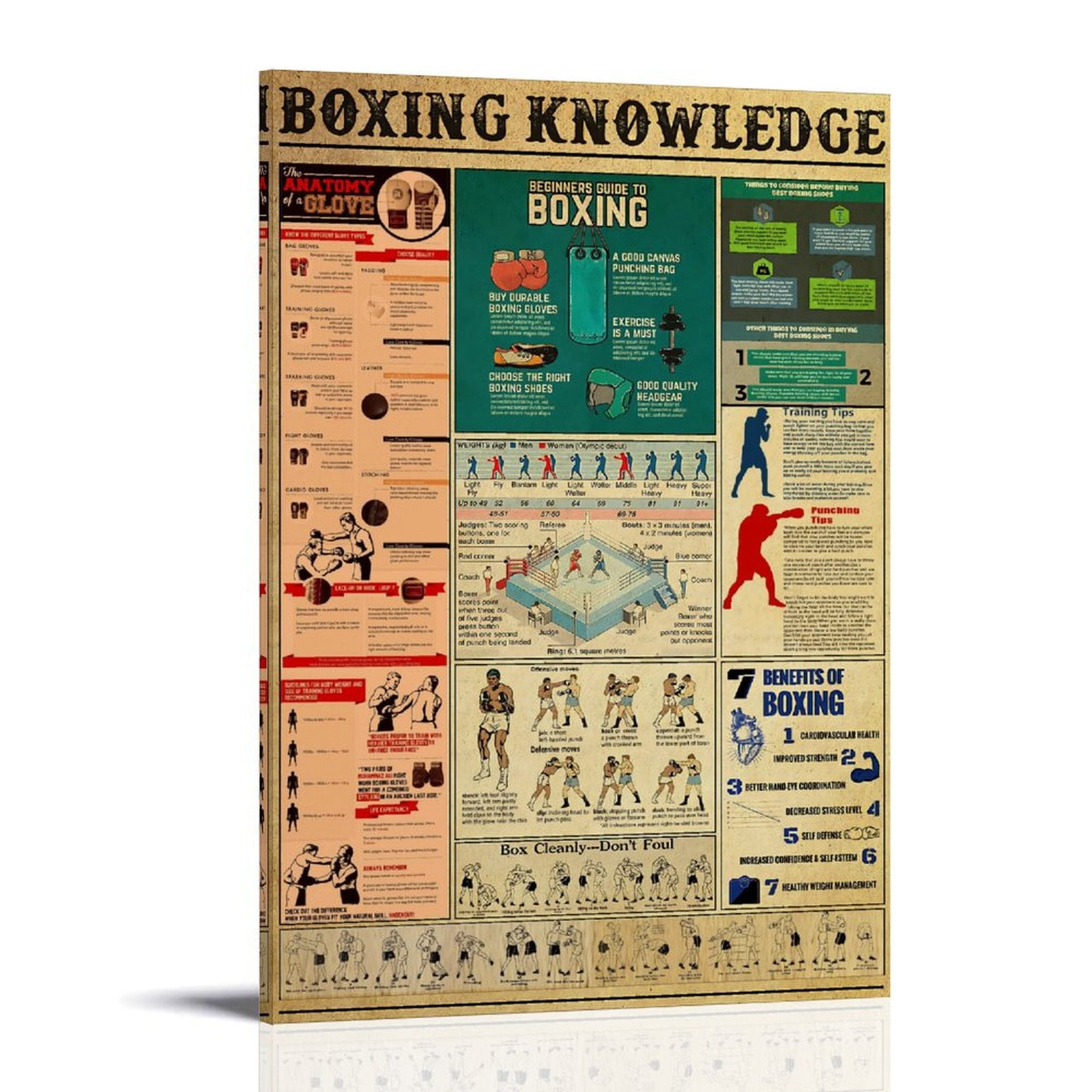 BOXING KNOWLEDGE Painting Vintage Poster Picture Print Wall Art Poster Painting Canvas Posters ...