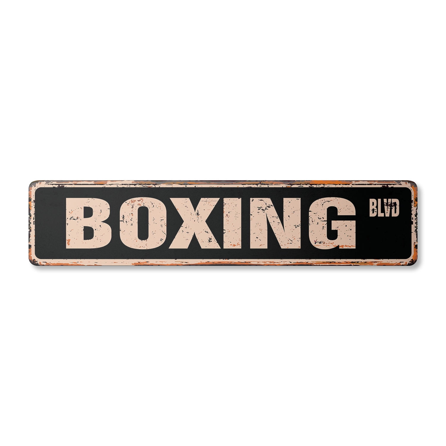 BOXING Vintage Plastic Street Sign boxer fighter gloves heavy bag ...