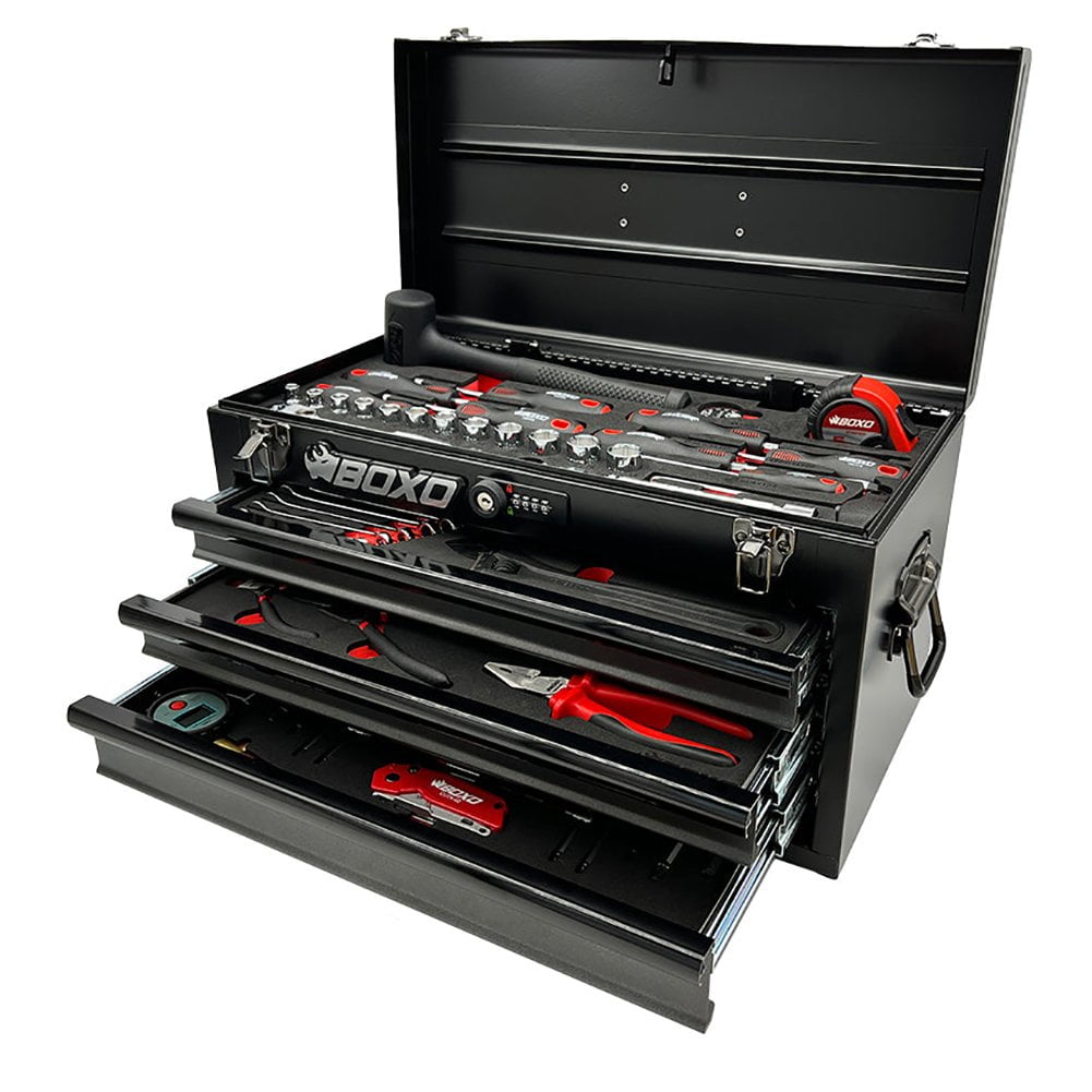BOXO USA 69-Piece Metric Go Kart Tool Kit With 3-Drawer Hand Carry Tool ...