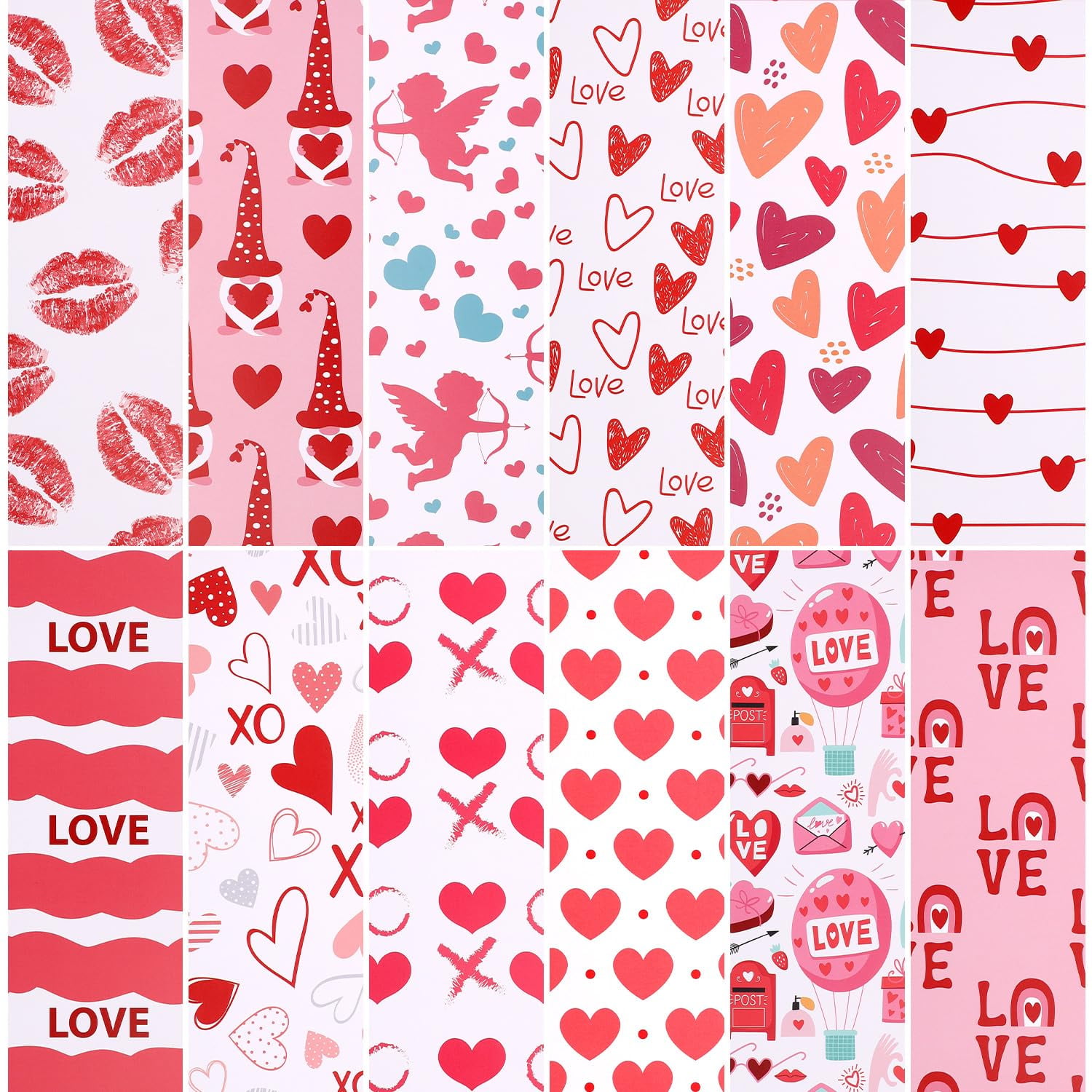 BOXOB 60pcs Valentine's Day MMF7 Pattern Papers, 12 Design Heart Pink ...