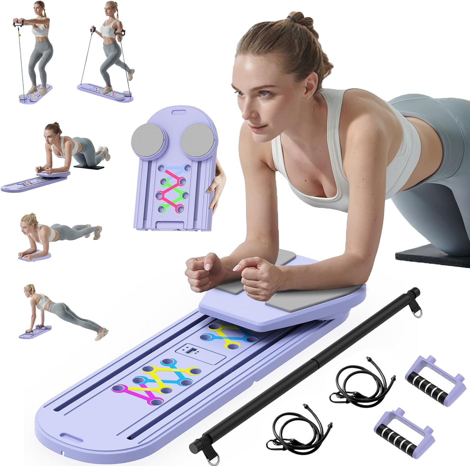 BOYOU Pilates Board - 2025 Updated Pilates Reformer Machine Set, Multi ...