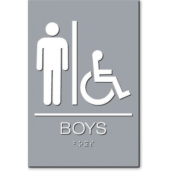 BOYS Accessible Restroom Sign-Gray / White (4 Units) - Walmart.com