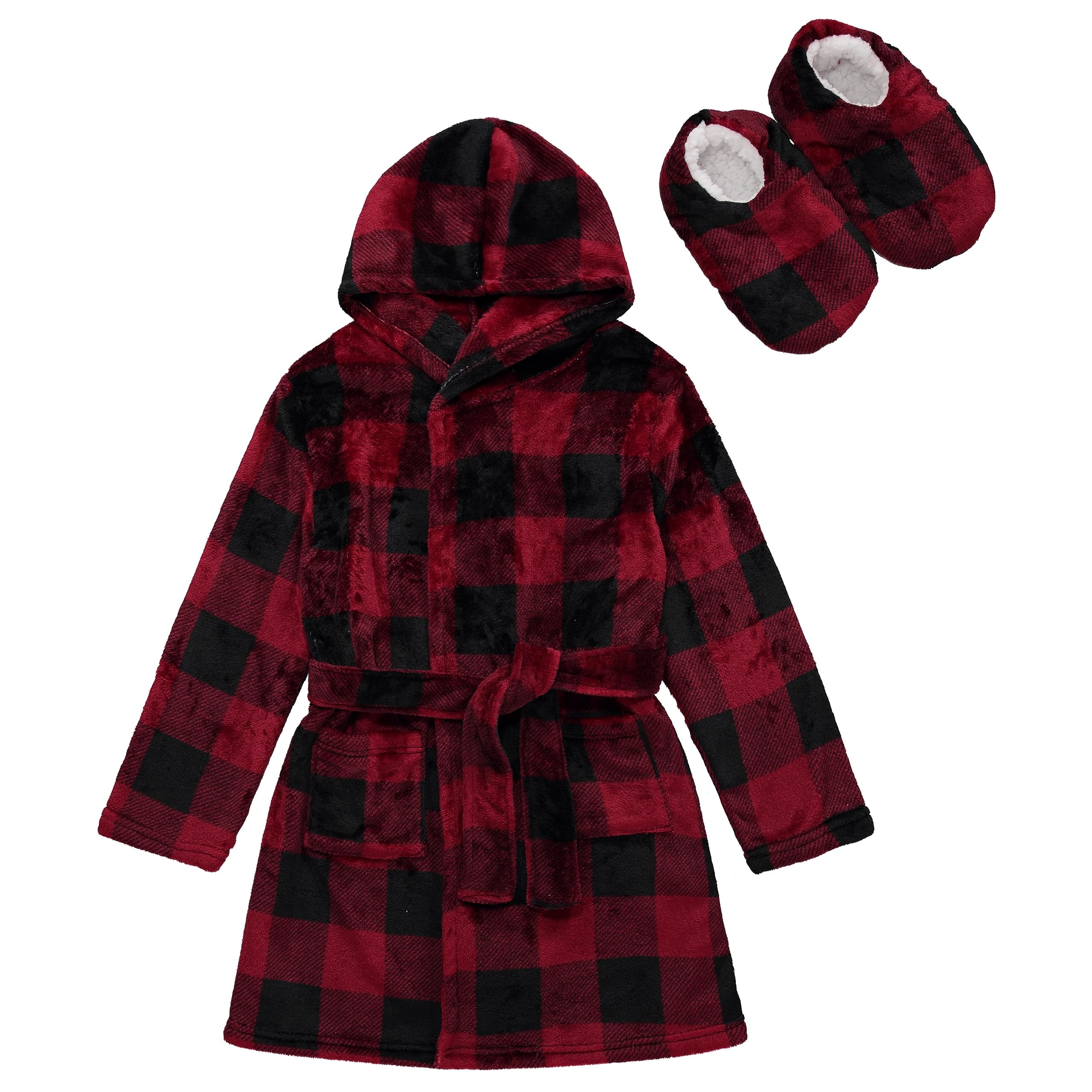 BOYS ROBE WITH SLIPPERS, Plaid, 4/5 - Walmart.com