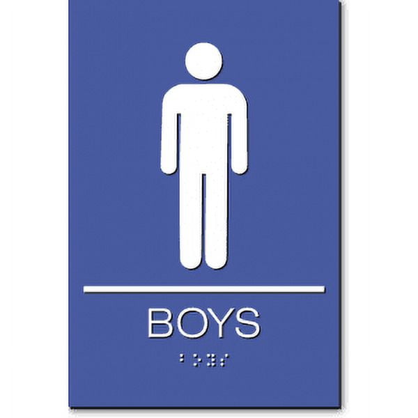 BOYS Restroom Sign-Blue / White (3 Units) - Walmart Business Supplies