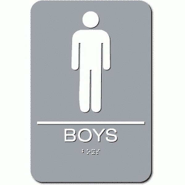 BOYS Restroom Sign - Styrene-Gray / White (4 Units) - Walmart.com