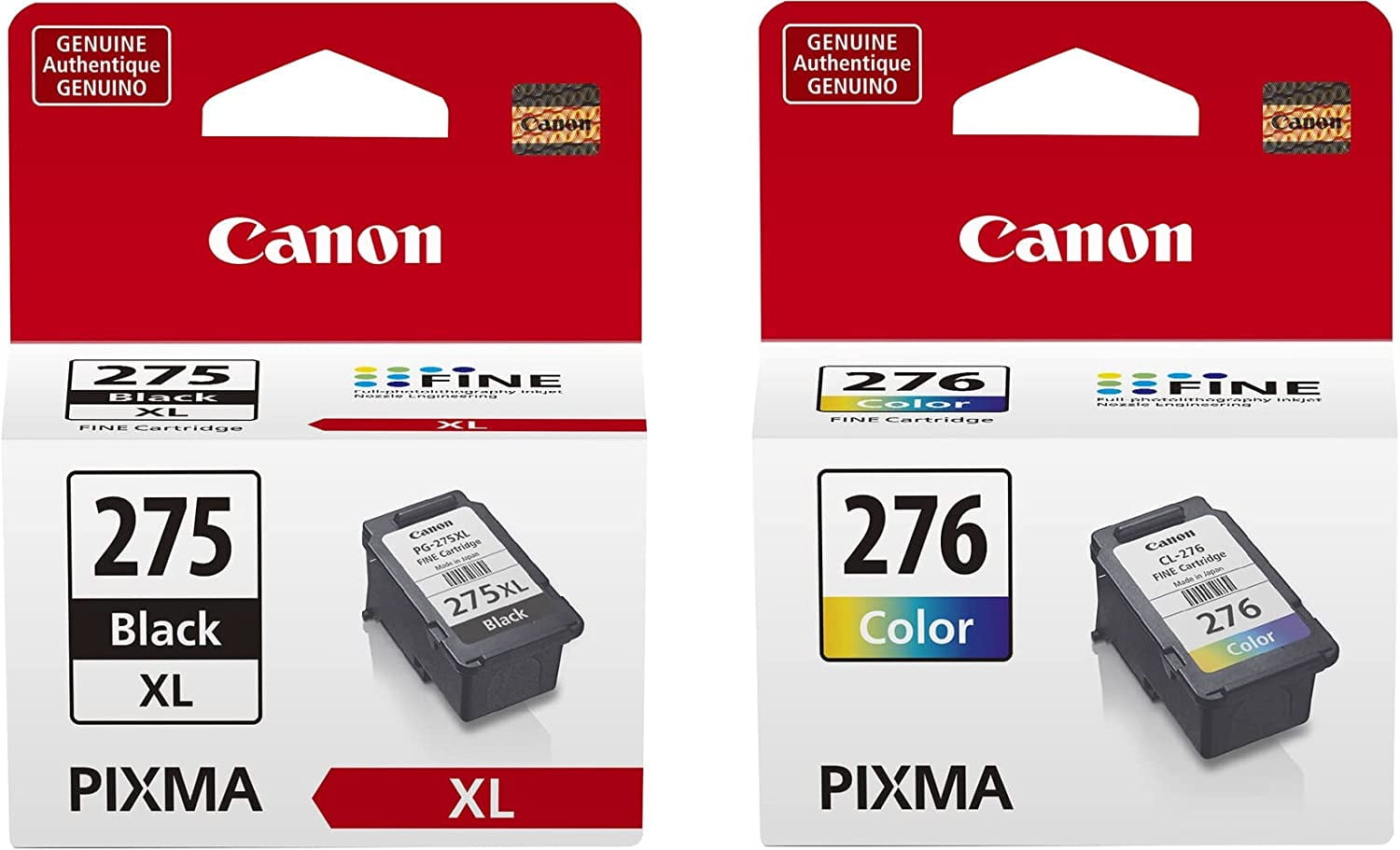 Canon PG-275 XL Black and CL-276 Color Ink Cartridges (Retail Packaging ...