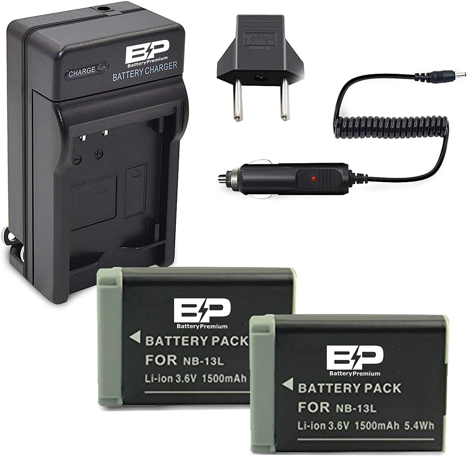 BP 2-Pack NB-13L Batteries and Charger for Canon PowerShot G1 X Mark ...