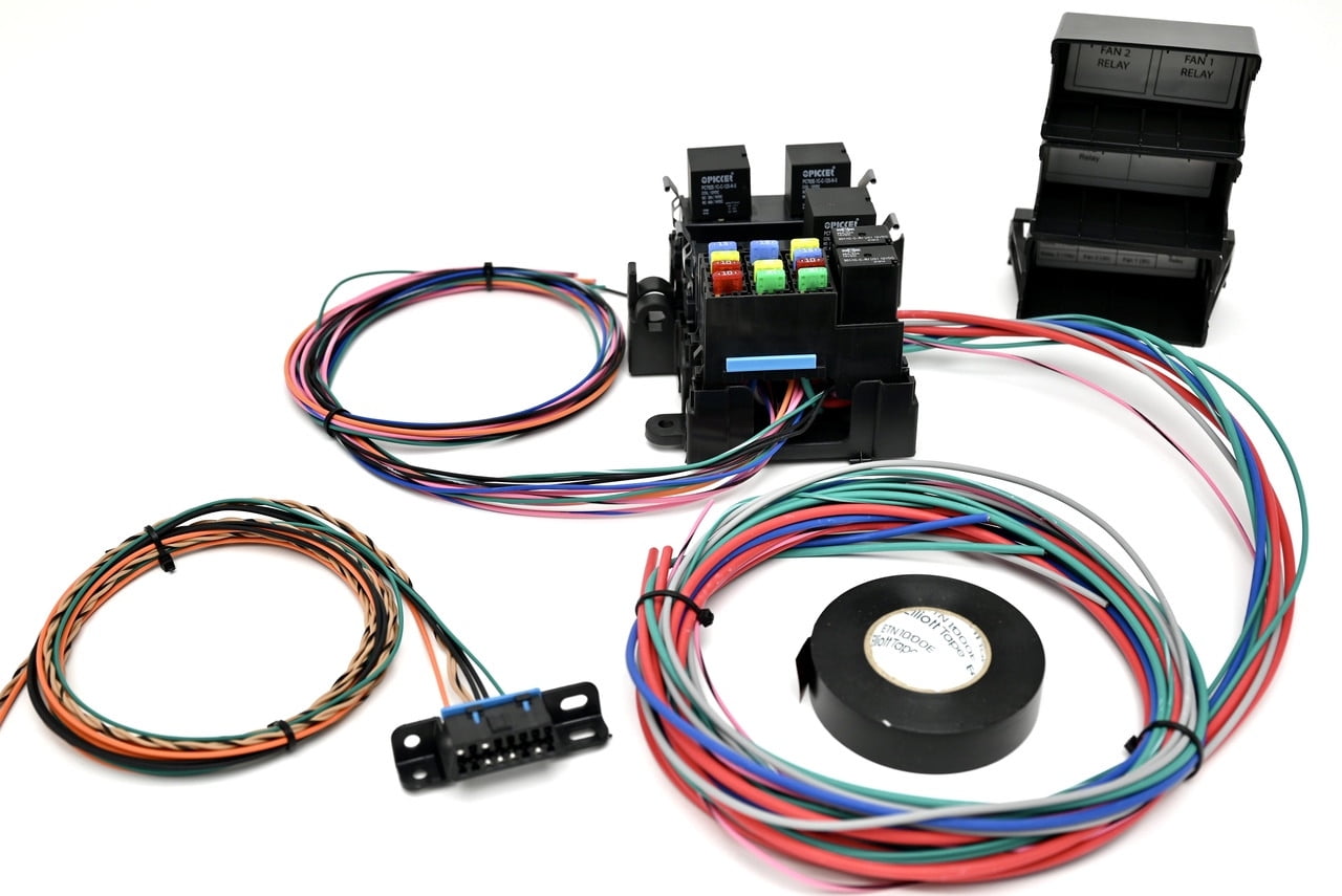 BP Automotive LS Swap Wire Harness Fuse Block with Fans Stand alone Wiring Harness OBD2 Port ...