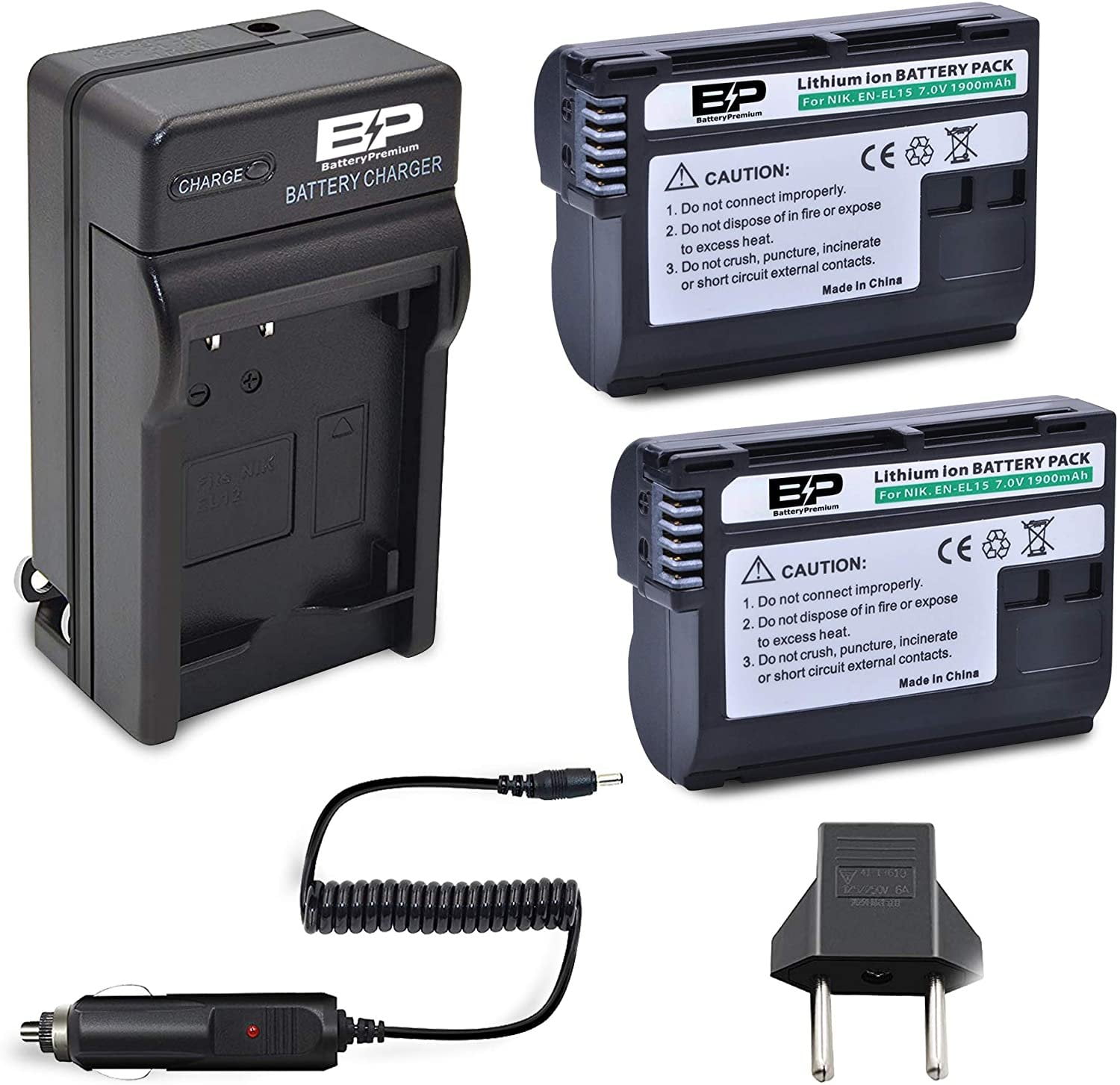 BP EN-EL15 EN-EL15a 2-Pack Batteries & Charger for Nikon D7000, D7100 ...