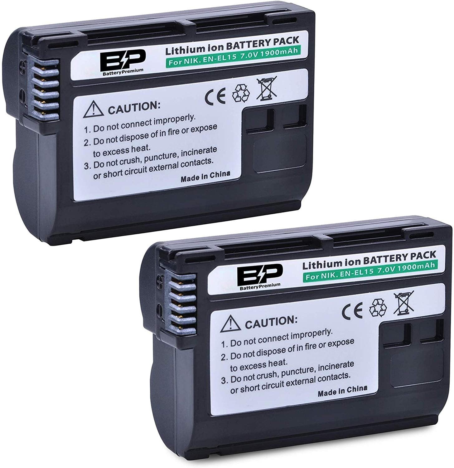 BP EN-EL15 EN-EL15a 2-Pack Batteries for Nikon D7000, D7100, D7200 ...