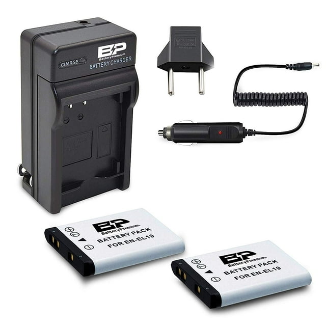 BP EN-EL19 2 - Batteries & 1 Charger Compatible W/Nikon A100, Coolpix S100, S3300, S3500, S3600 ...