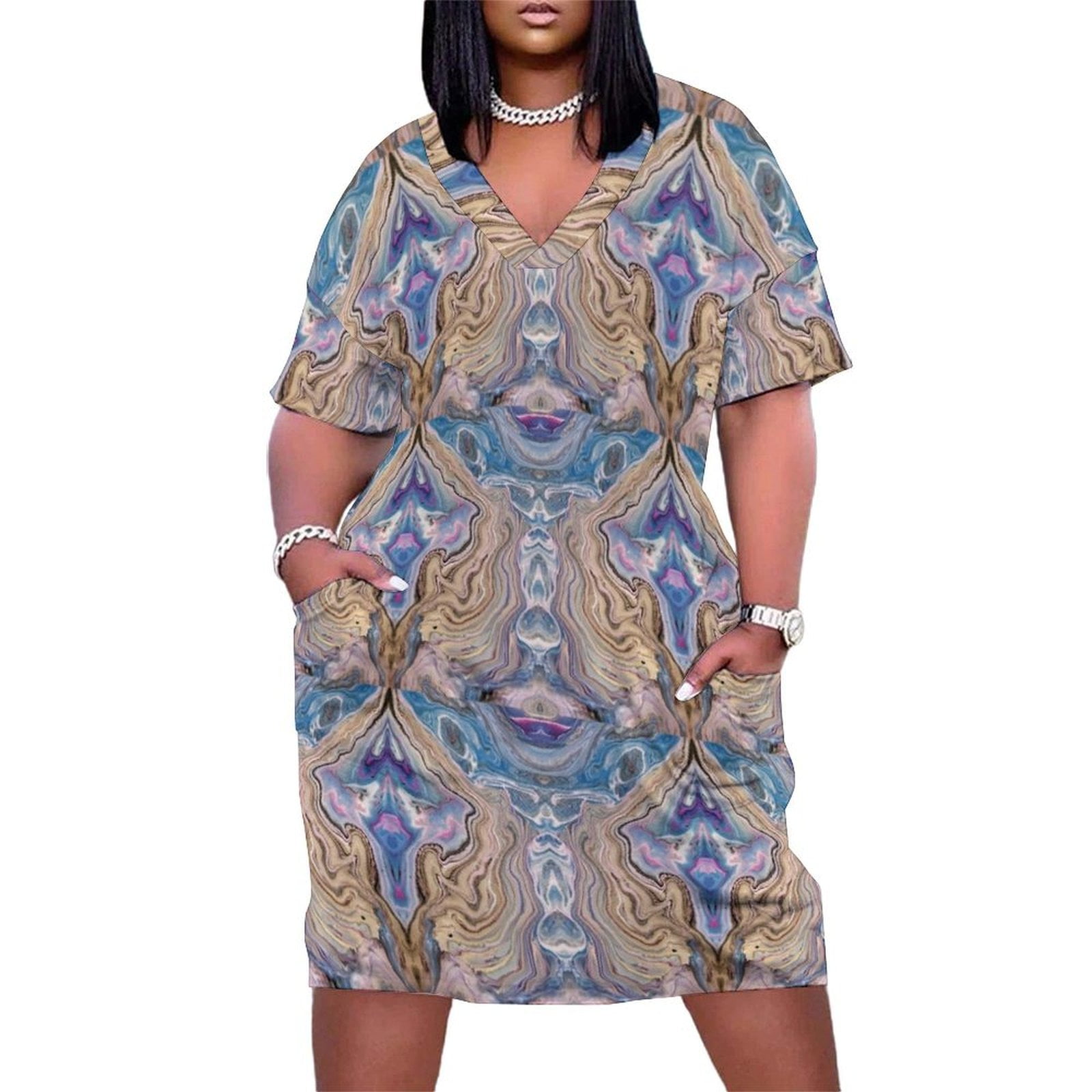BP Flow Pattern Four Loose Pocket Dress african dresses for woman Bride ...