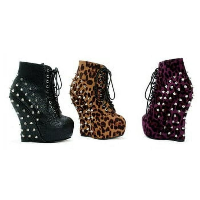BP588-BELLADONA, Curve Wedge Spiked Ankle Bootie - Walmart.com