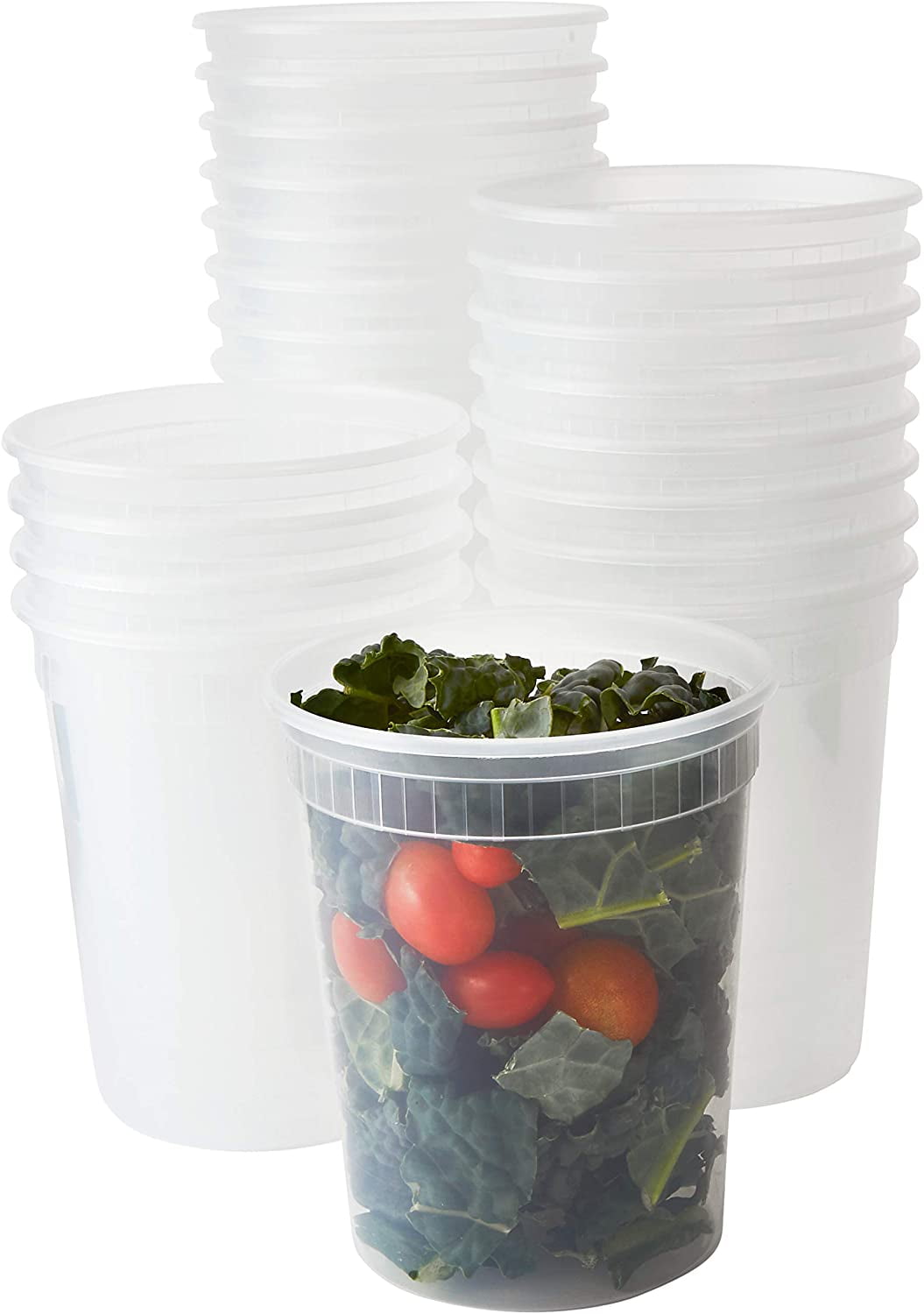 BPA-Free 32oz Plastic Containers with Lids 24ct. Leakproof Microwavable ...