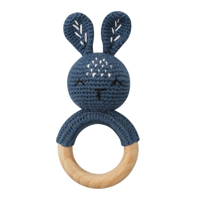 BPA Free Baby Wooden Teether Crochet Cartoon Baby Rattle Toys Wooden ...