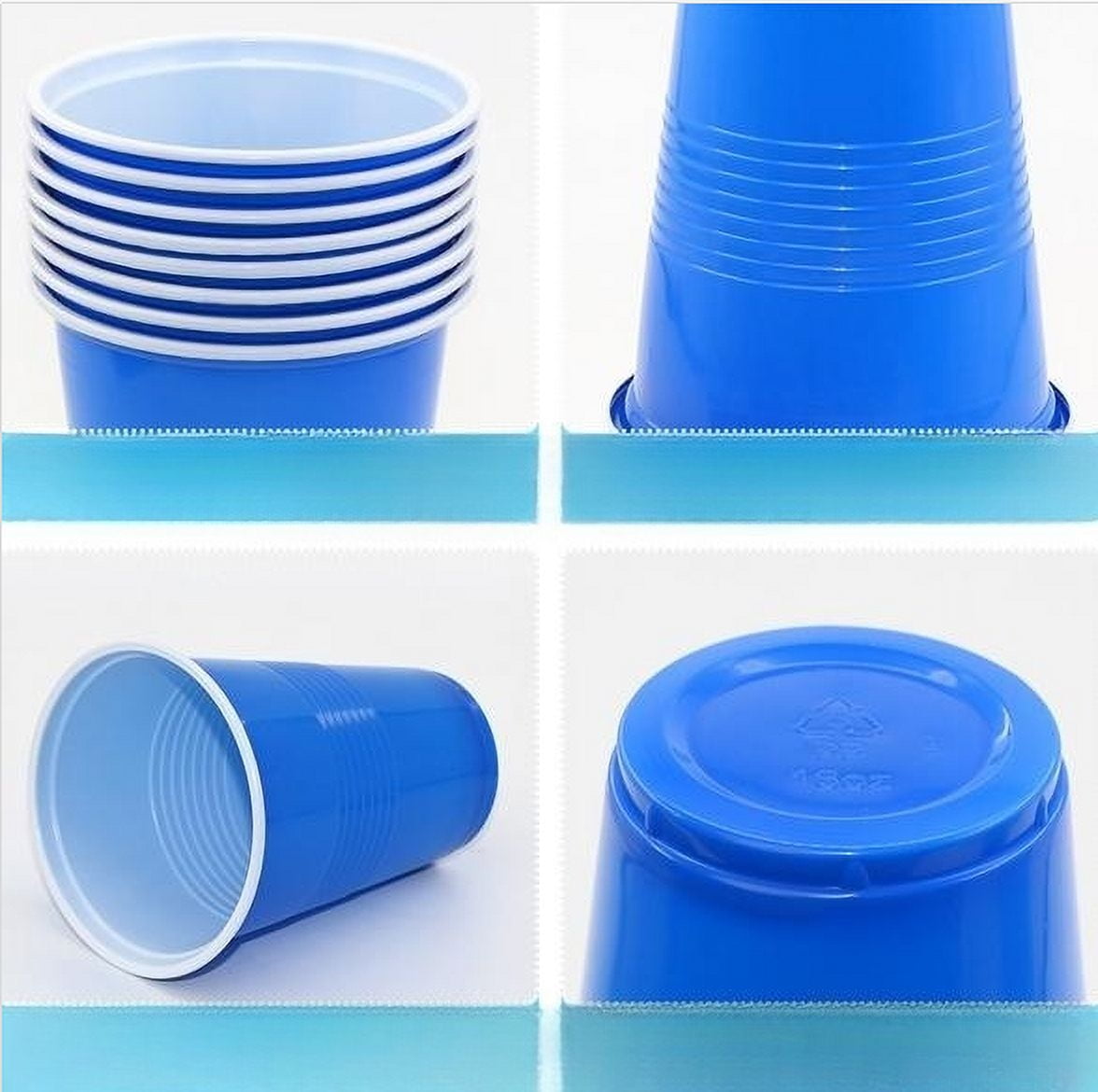 BPA Free Cobalt Blue Party Cups, 50 Count, 16 oz, Convenient Stackable ...