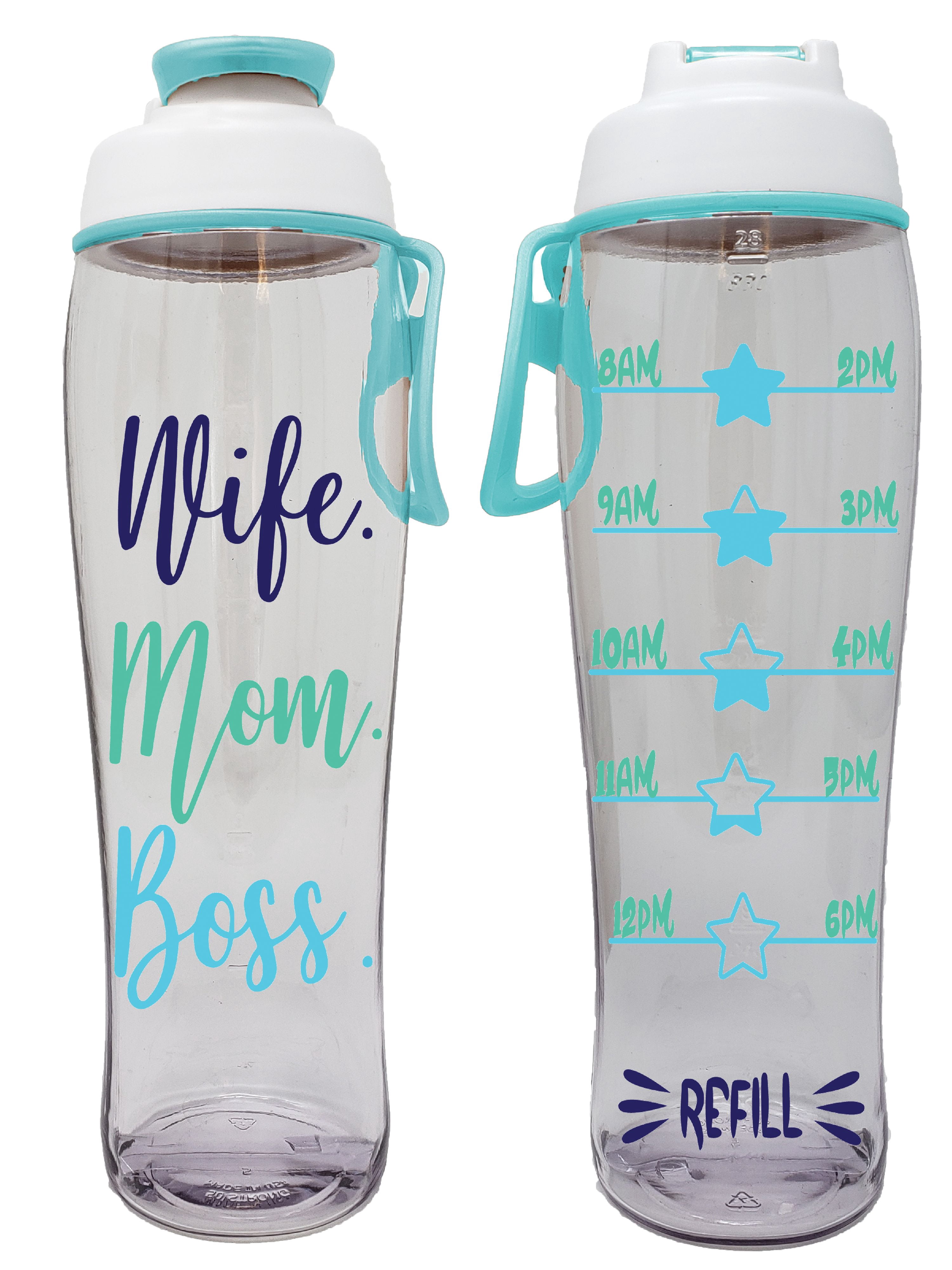 BPA Free Reusable Water Bottle with Time Marker - 30 oz. Motivational ...