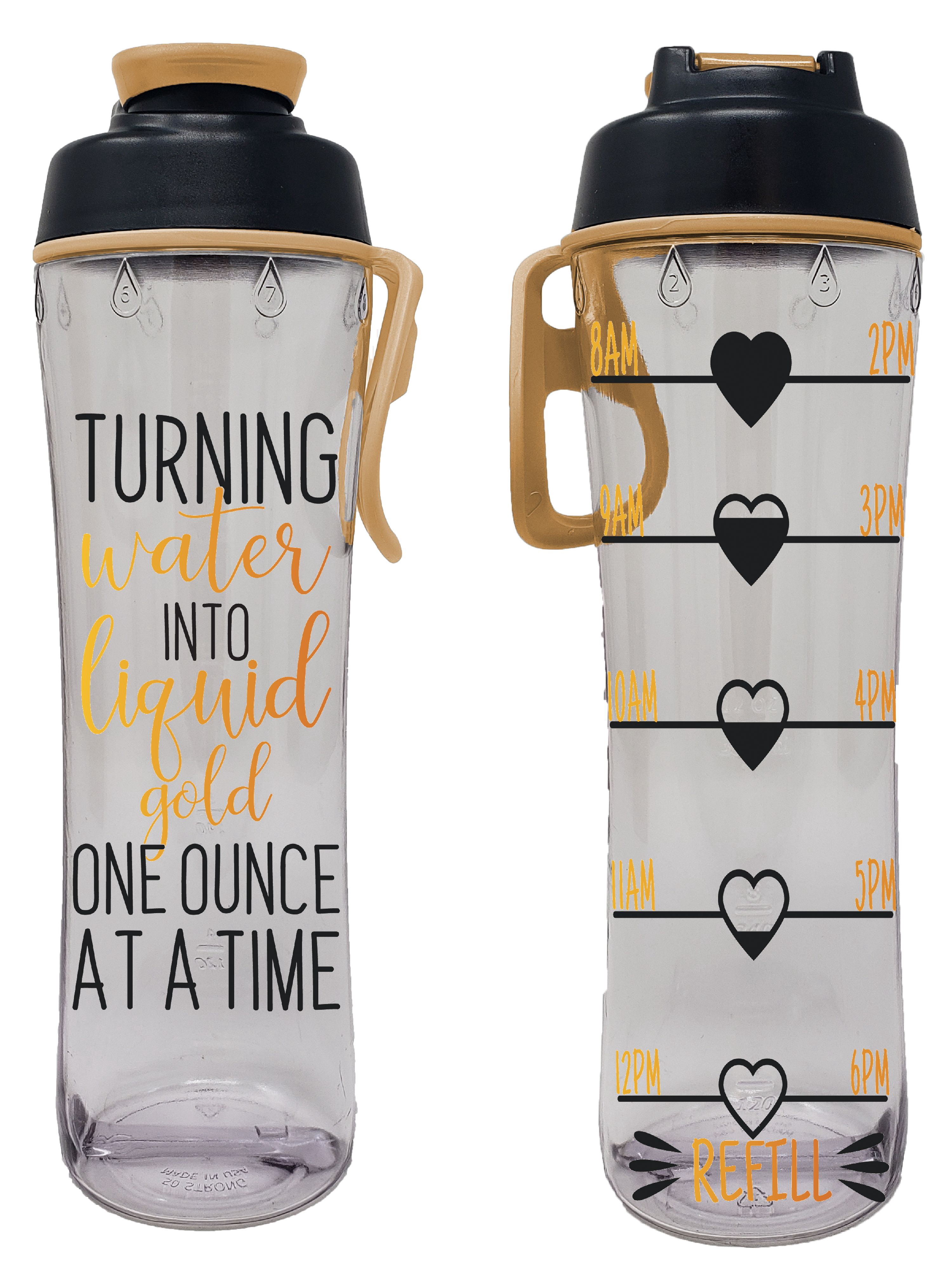 BPA Free Reusable Water Bottle with Time Marker - Motivational Fitness ...