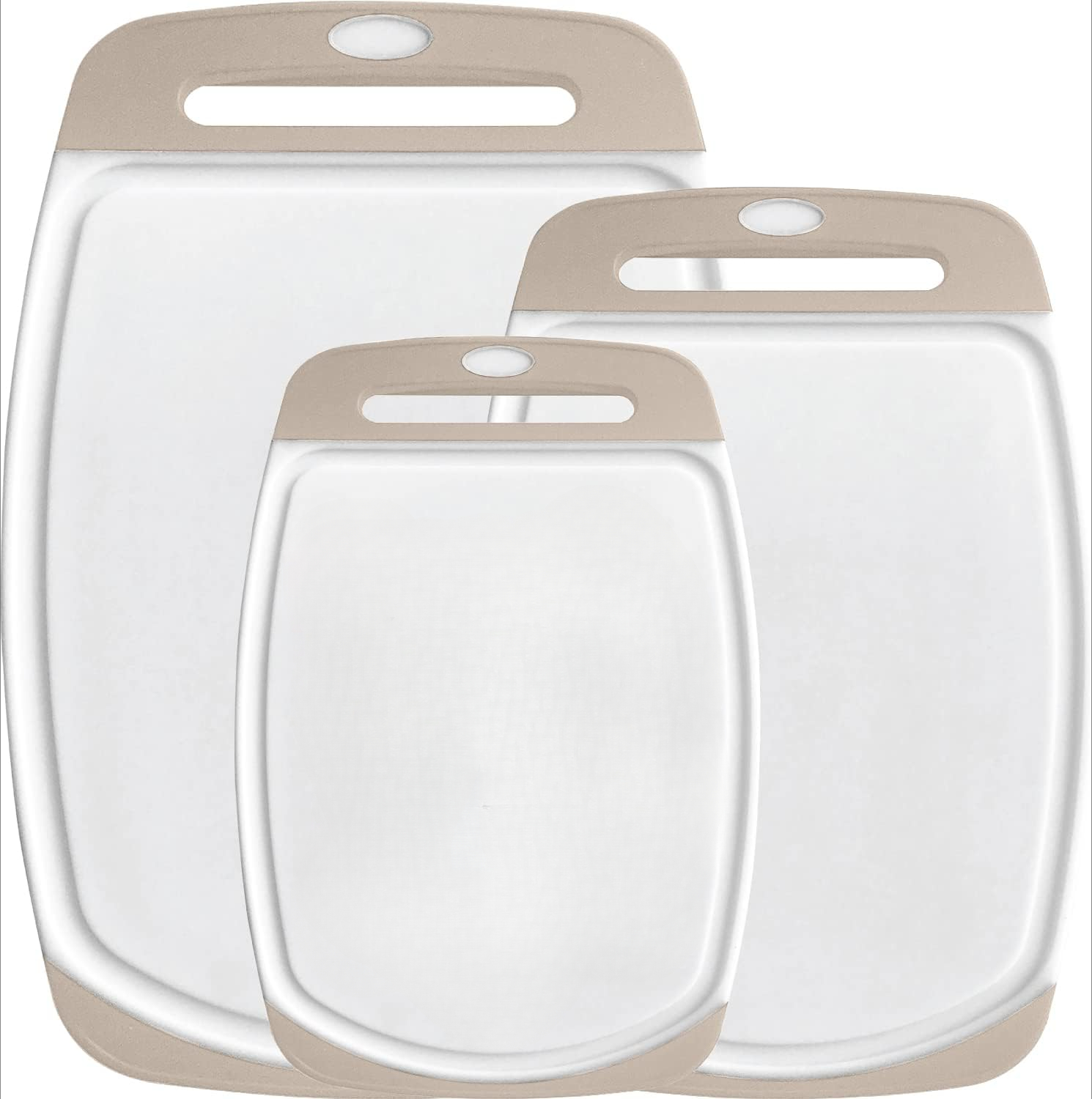 BPA-Free Reversible Kitchen Cutting Board Set of 3, Nonporous, Juice ...