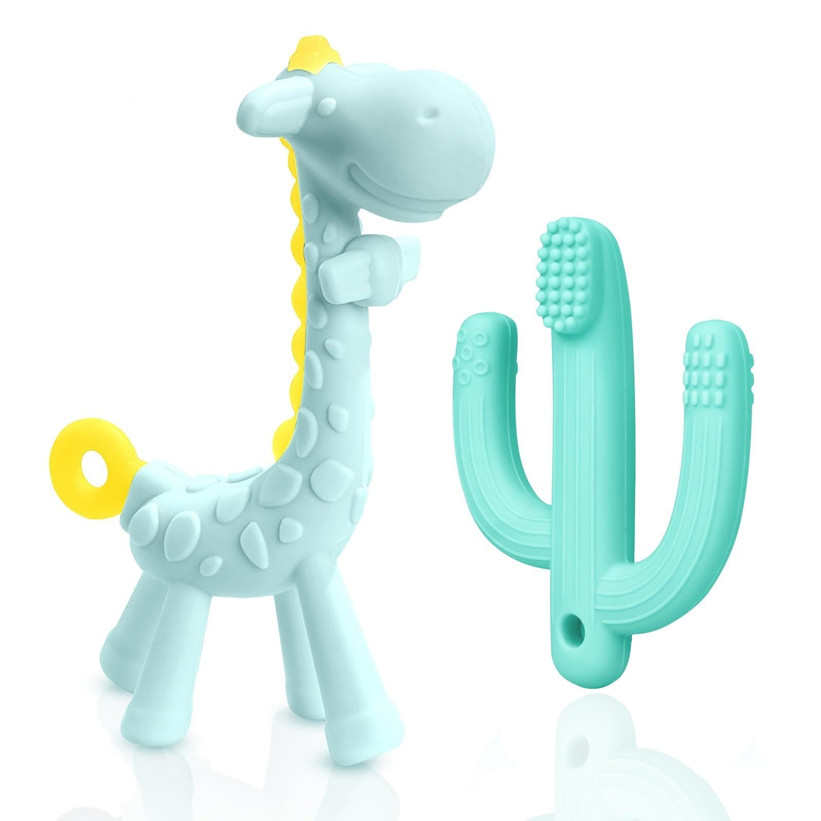 BPA Free Silicone Giraffe Baby Teether and Cactus Baby Toothbrush ...