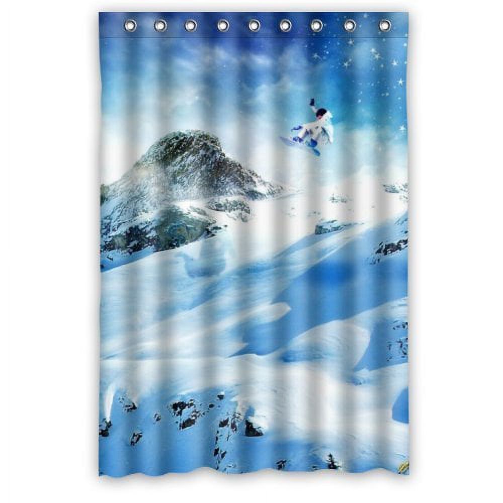 BPBOP Amazing Snow Scenery In Mountains A Man Skiing Shower Curtain ...