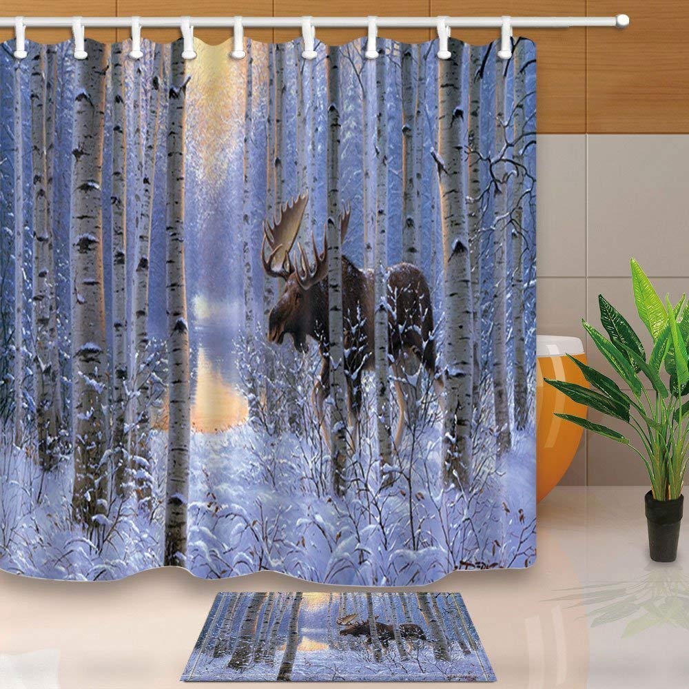 BPBOP American Wild Animals Moose Decor Moose with Snow in Birch Forest ...