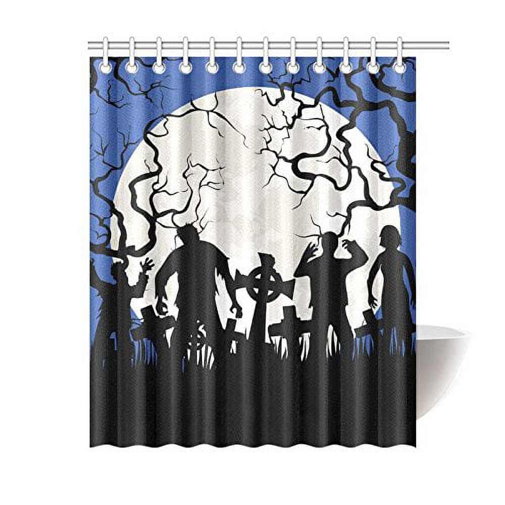 BPBOP Halloween Zombies Tombstones Bathroom Waterproof Fabric Shower ...