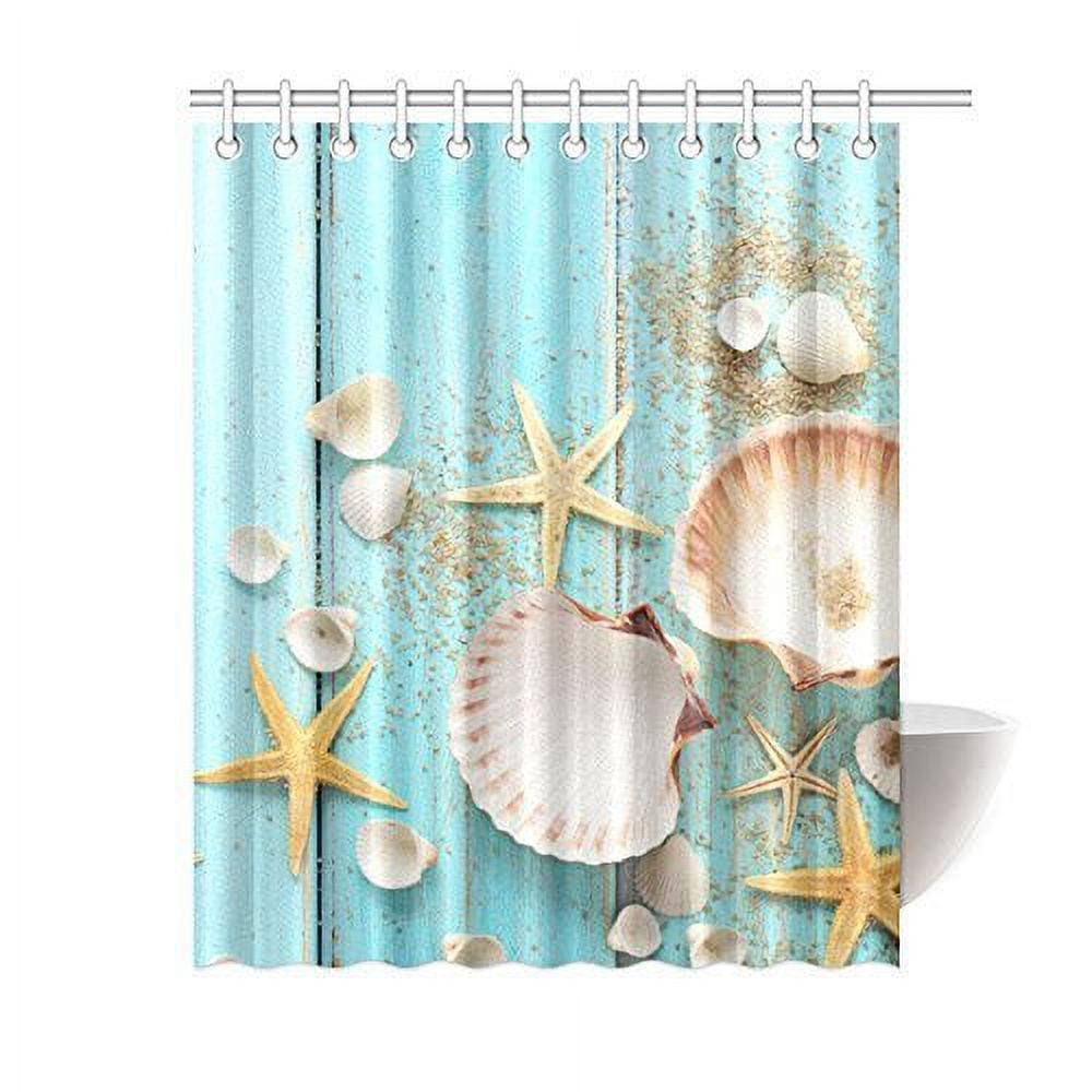 BPBOP Starfish and Sea Shells Waterproof Polyester Shower Curtain 60x72 ...