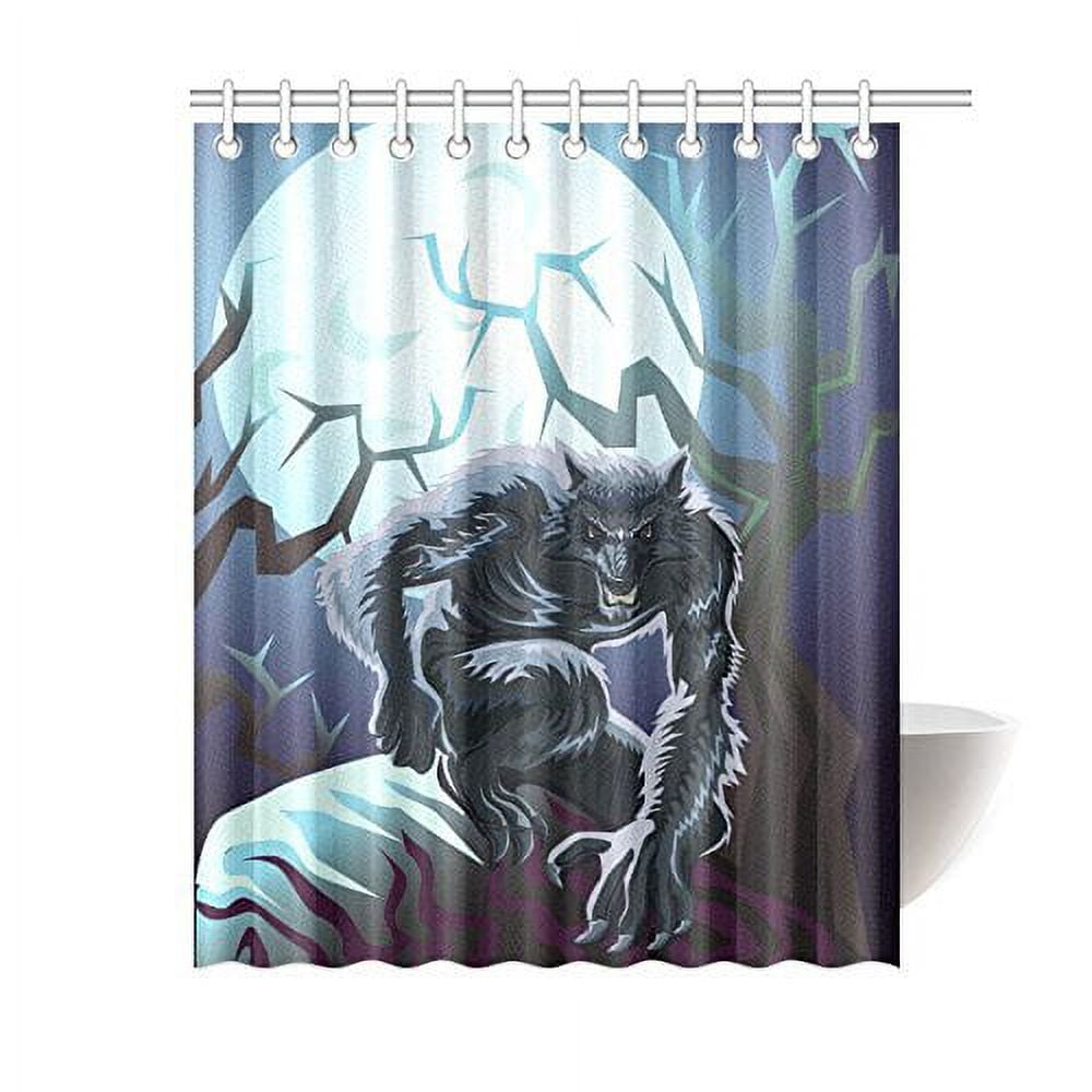 BPBOP Werewolf And Moon Bathroom Waterproof Fabric Shower Curtain 66x72 ...