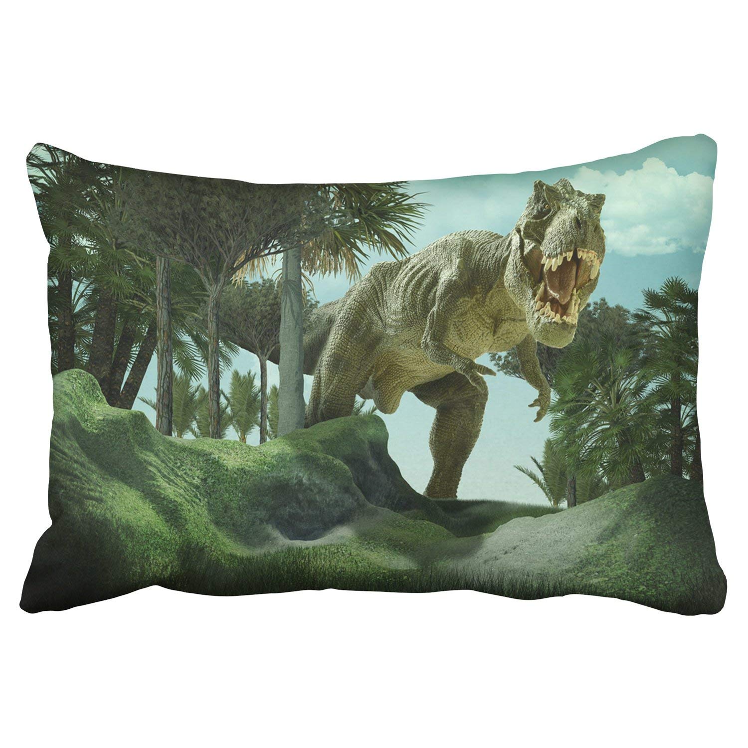 BPBOP scene of the giant dinosaur destroy the park Pillowcase Throw ...
