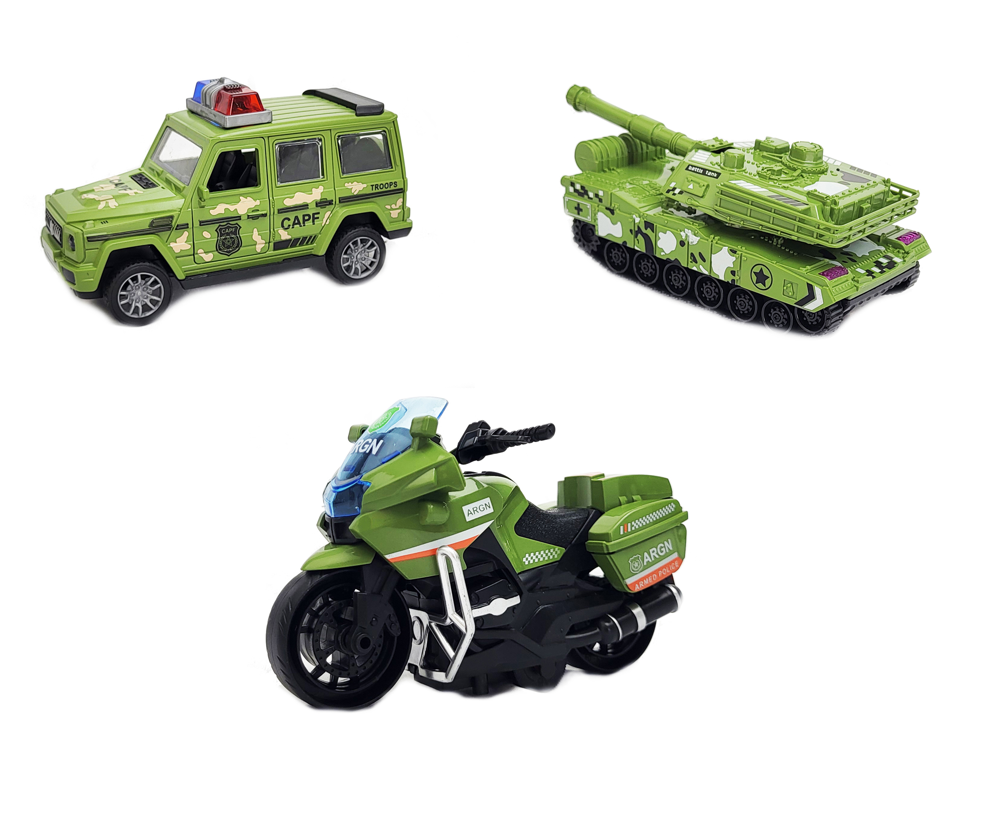 BPC Friction Powered 3-in-1 Military Vehicle Set – Tank, Armored Car ...