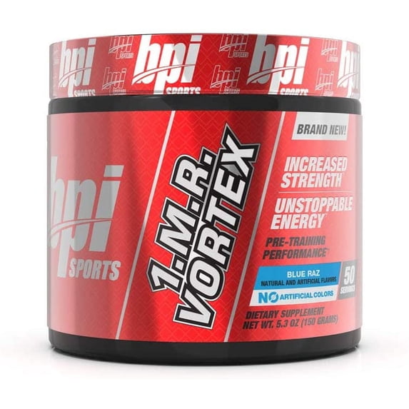 BPI 1MR Vortex Energy Formula, Pre-Workout Supplement Powder, Blue Raz ...