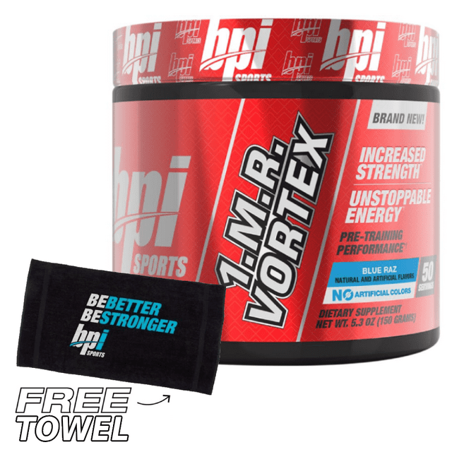 BPI Sports 1MR Vortex Pre-Workout Powder, Blue Raz, (50 Servings) w ...