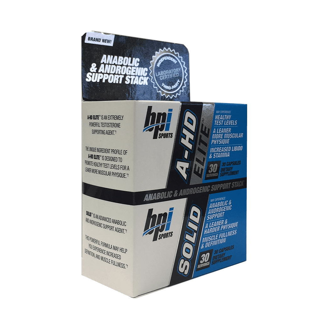 BPI Sports A-HD Elite & Solid Combo, 30 Workout Supplement Pills ...