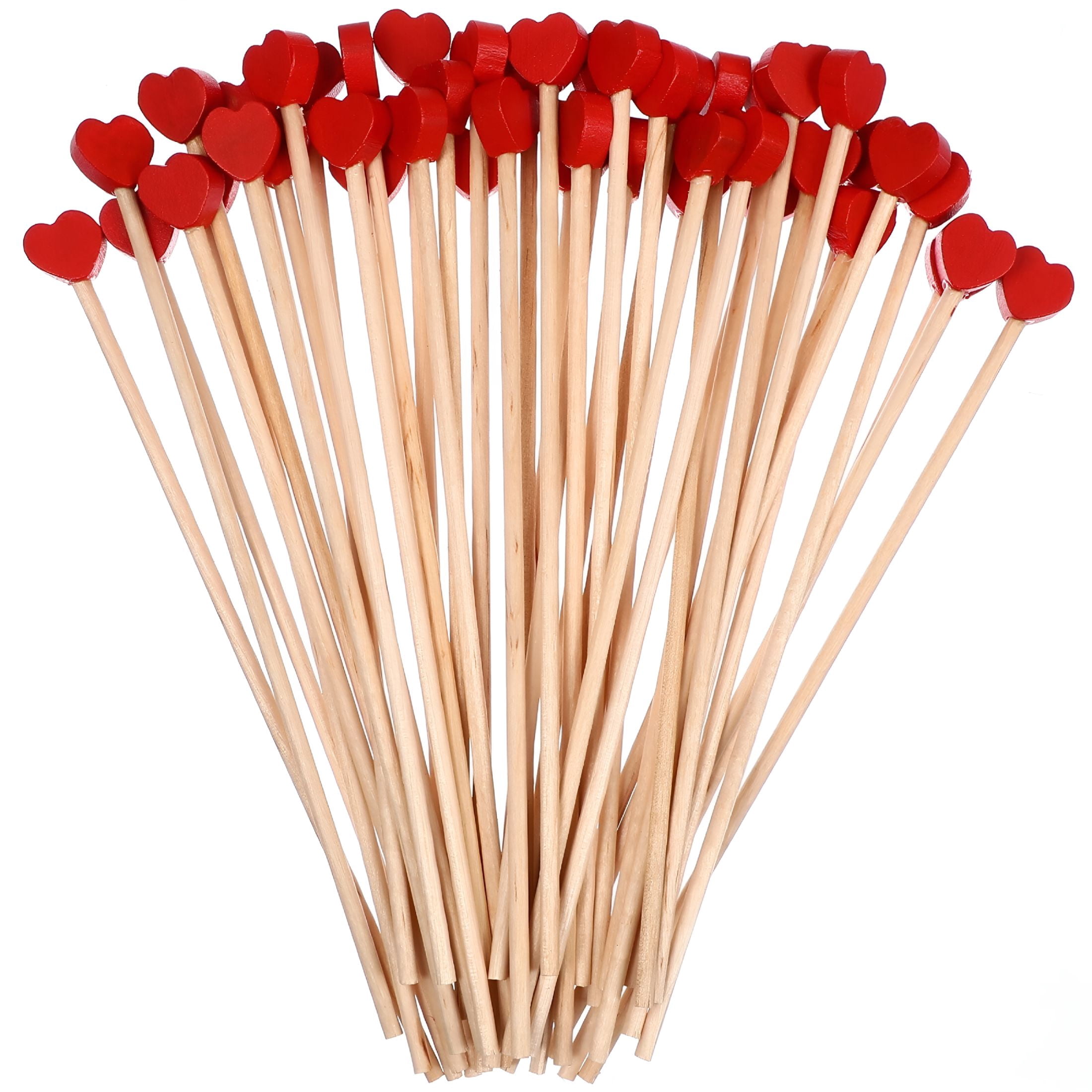 BPPEG 100 Pcs Wooden Coffee Stirrers Heart Long Wood Honey Stir Sticks ...