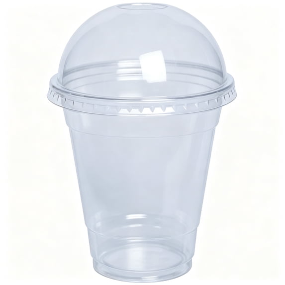 BPPEG 12 Oz Clear Plastic Cups with Dome Lids,Disposable Drinking Cups ...