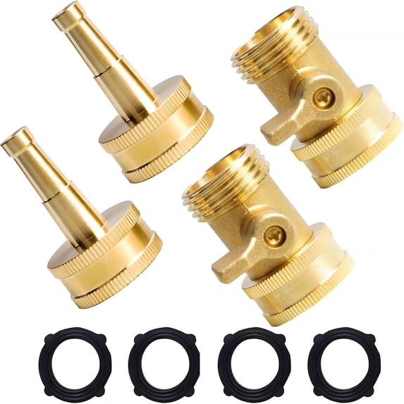 BPPEG 2 Pack Heavy Duty Brass Hose Nozzle with Shutoff Valve, 3/4 Inch ...