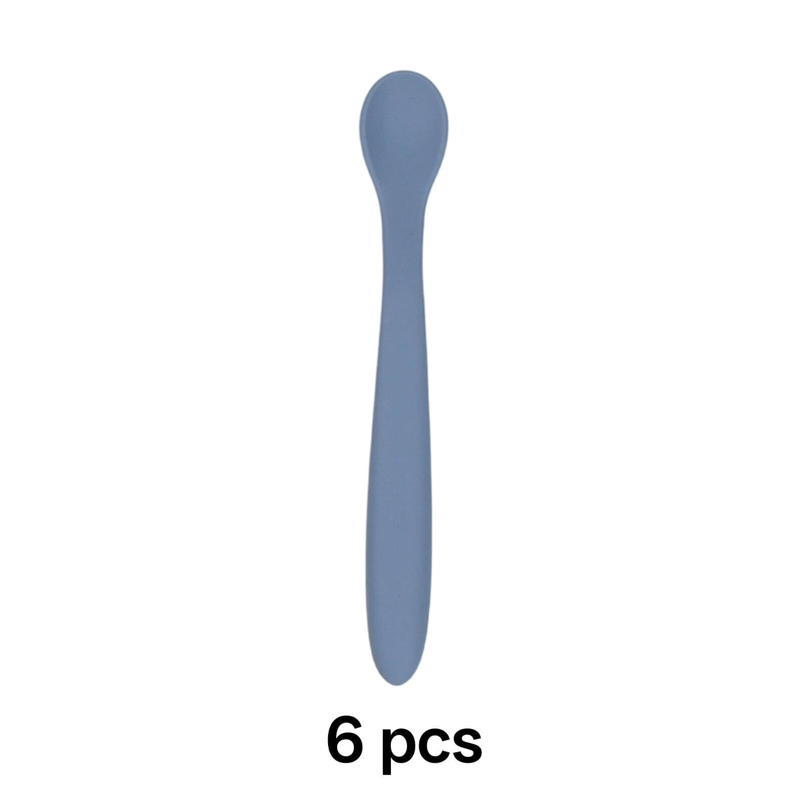 BPPEG 2026 New 6Pcs Baby Spoons Baby Utensils Silicone Baby Spoon Blue ...
