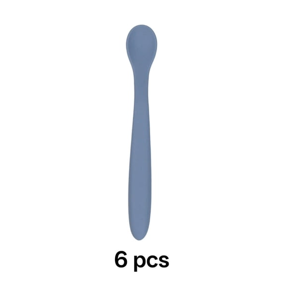 BPPEG 2026 New 6Pcs Baby Spoons Baby Utensils Silicone Baby Spoon Blue ...