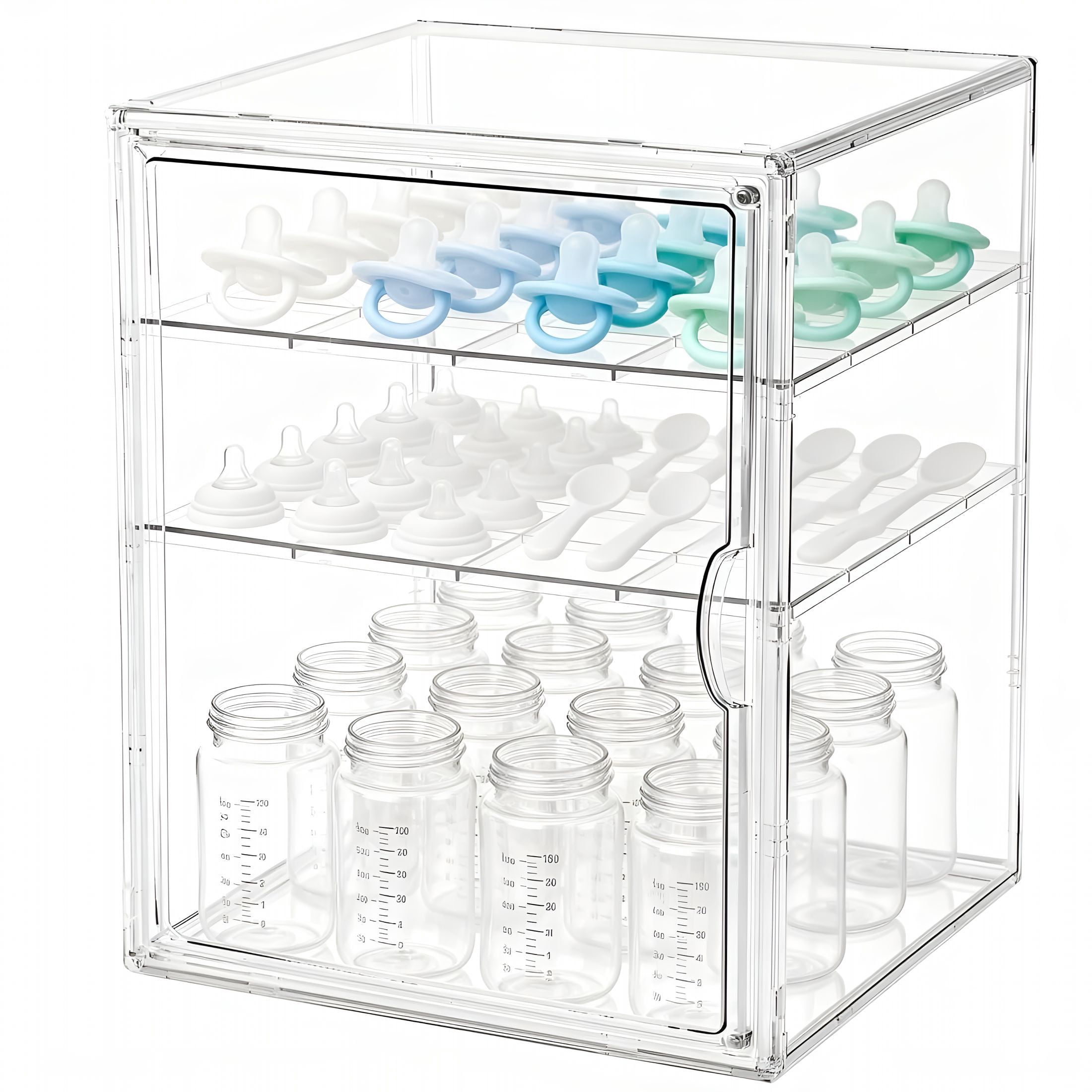 XIBUFE Baby Bottle Organizer3 Tiers Acrylic Storage ContainerClear ...