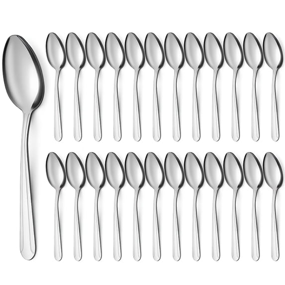 BPPEG 24 Pieces Dinner Spoons Set 8" Stainless Steel Pattern Design ...