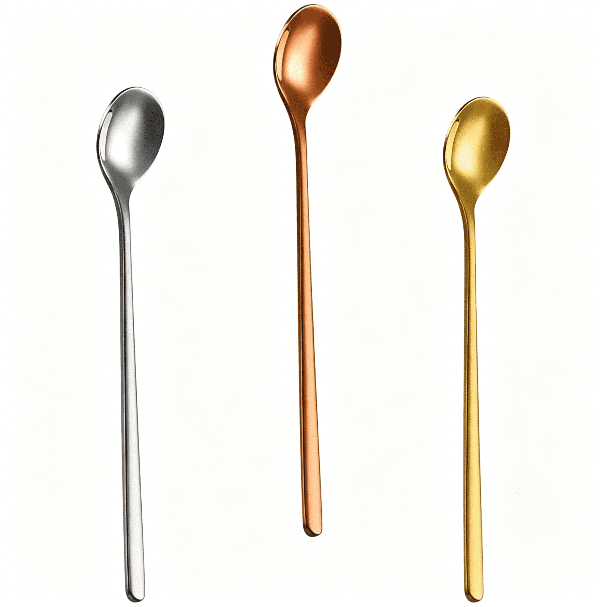 BPPEG 3 Color 6.7-Inch Coffee Spoon Set,Long Handle Metal Stirring ...