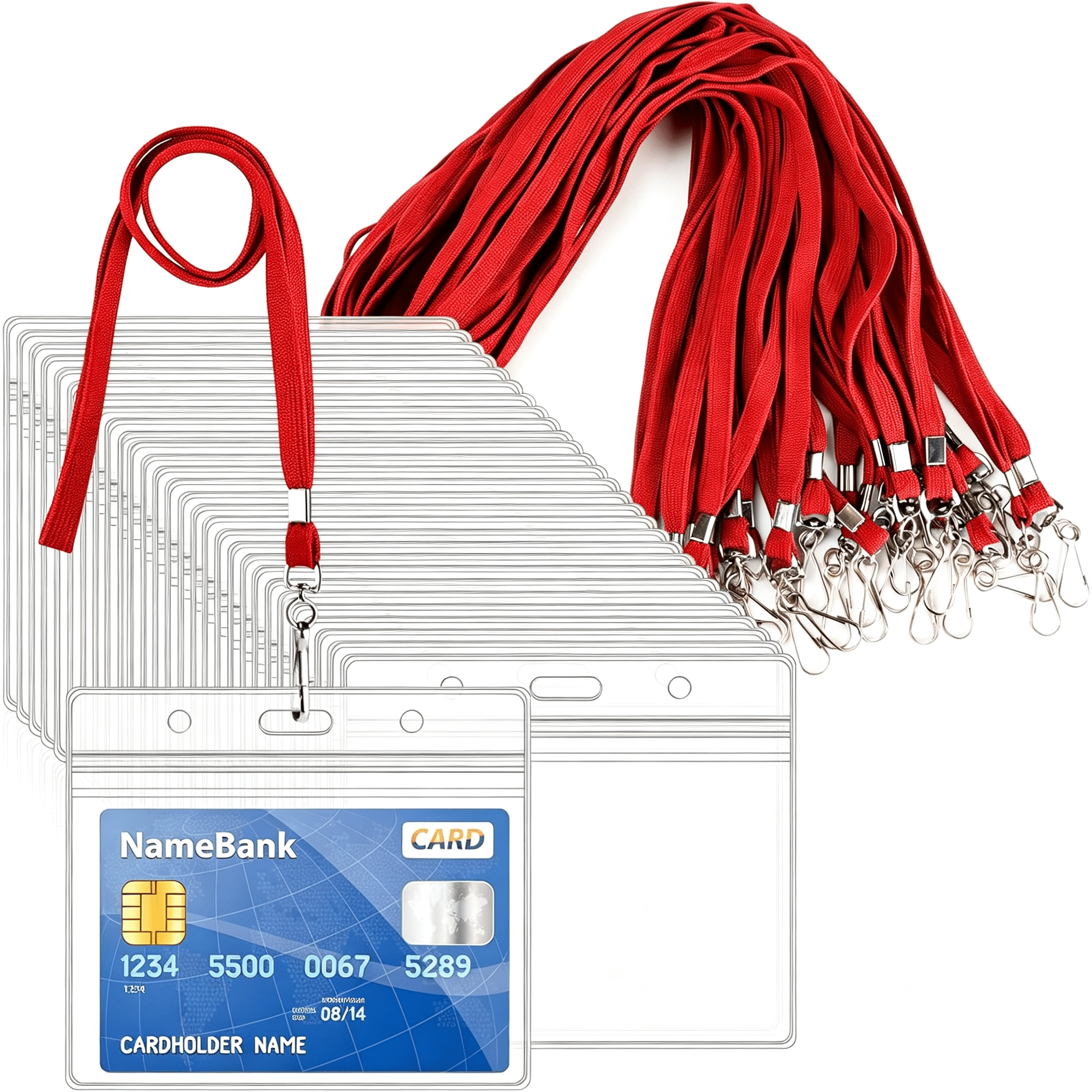 BPPEG 30Pcs Horizontal Name Tags Badge Id Card Holders and 30Pcs Red ...