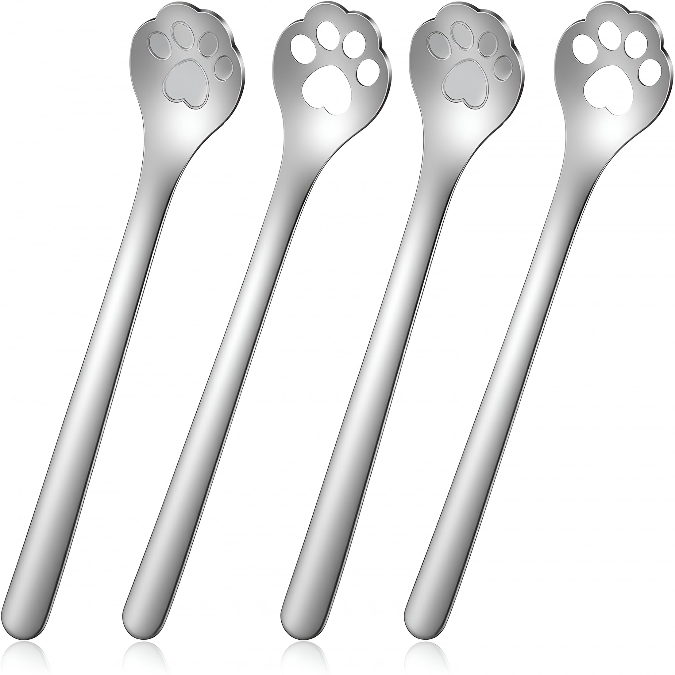 BPPEG 4 Pcs Cat Paw Spoon,Stainless Steel Cute Cat Claw Coffee Spoons,5 ...