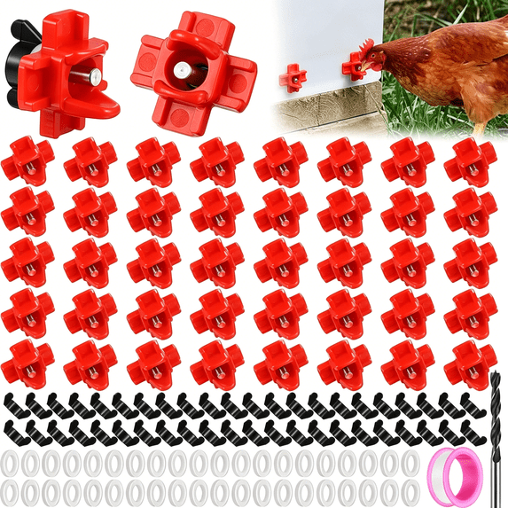 BPPEG 40 Pcs Horizontal Chicken Waterer Nipples with Drill Bit ...