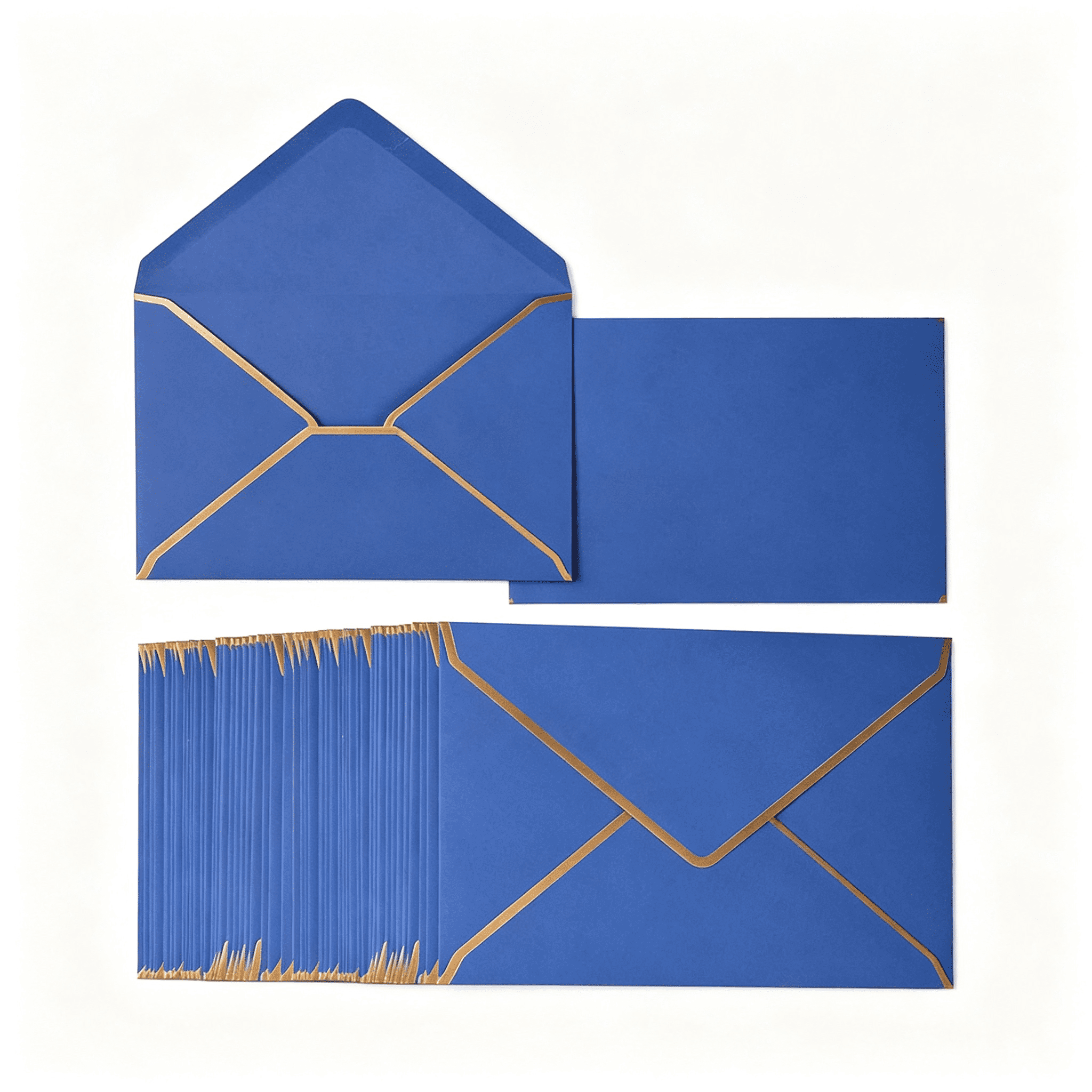 BPPEG 50Pcs A7 Envelopes Blue with Gold Border,Self-Adhesive,V Flap,For ...