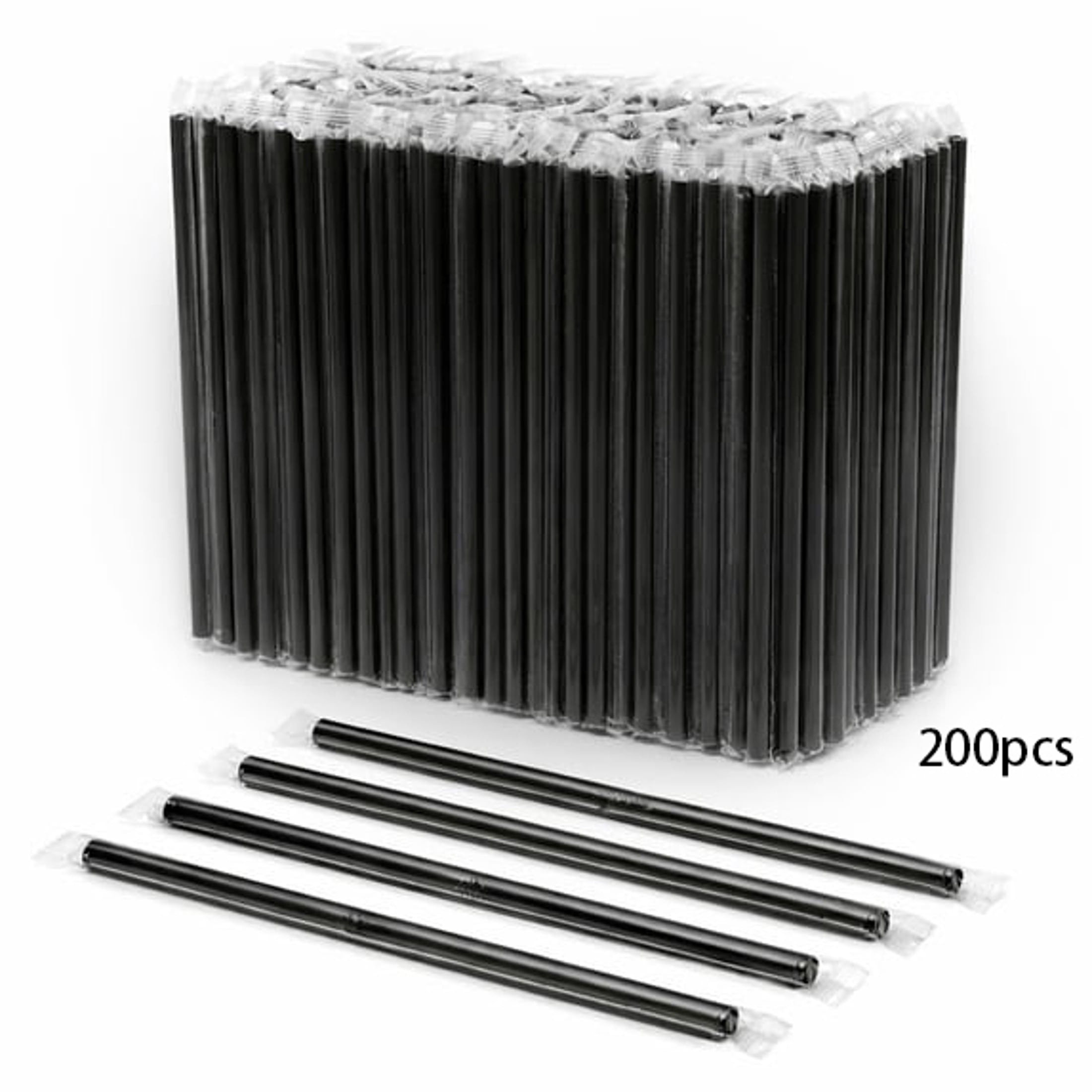 BPPEG 7.75" Wrapped Black Straws – Individually Wrapped Disposable ...