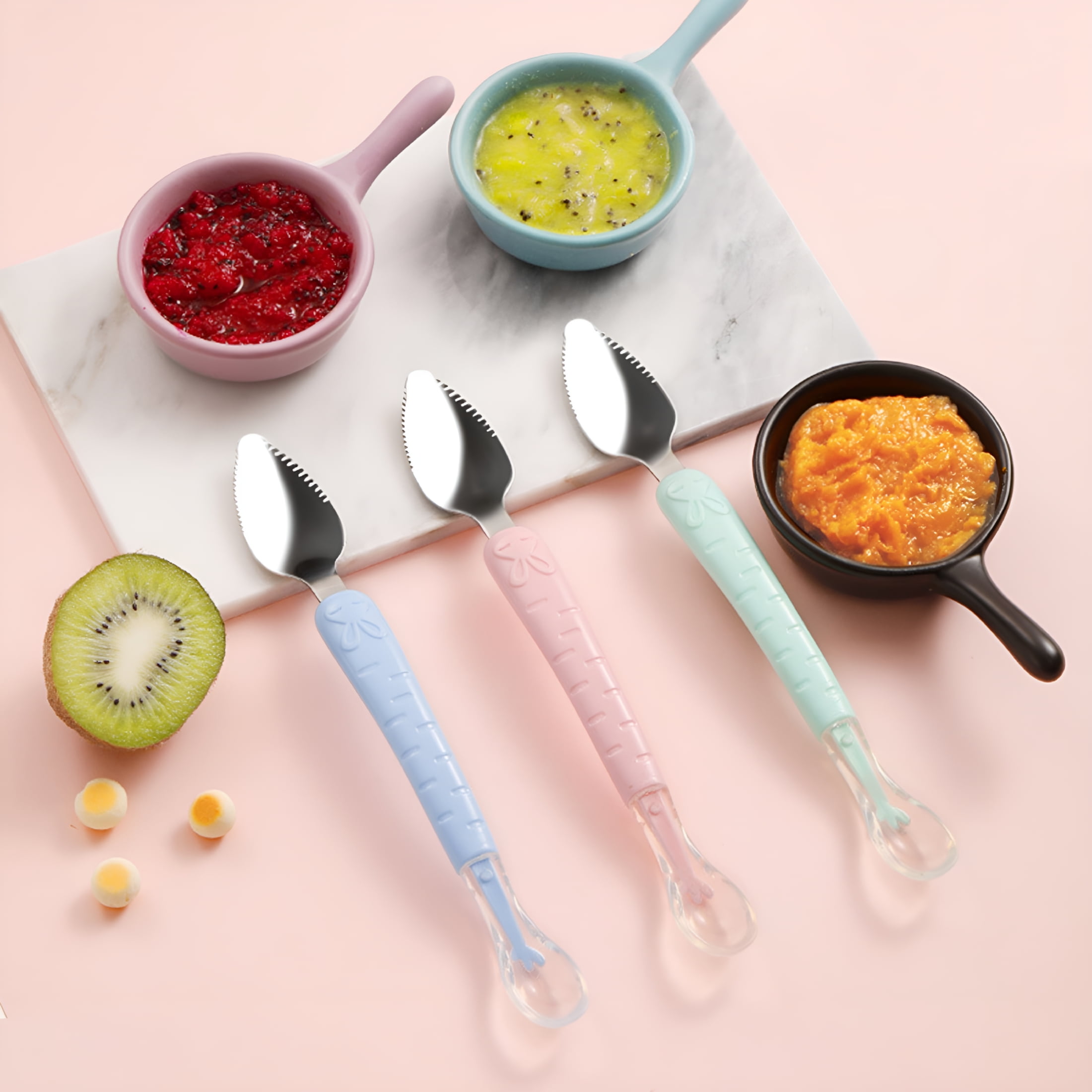 BPPEG Baby Fruit Spoon Double Head Easy to Clean Stainless Steel Multi ...