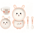 BPPEG Bamboo Kids Dinnerware Set 5 Pcs Includes Plate Bowl Cup Fork ...
