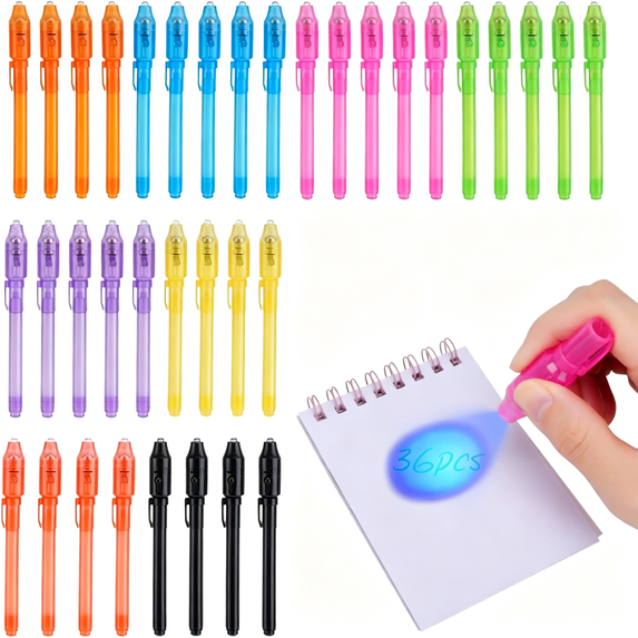 BPPEG Bulk Invisible Ink Pens for Kids(36Pcs)With Uv Light,Spy Kit ...